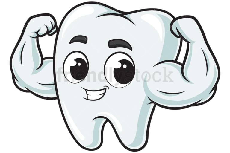 Strong Tooth Cartoon Clipart Vector - FriendlyStock