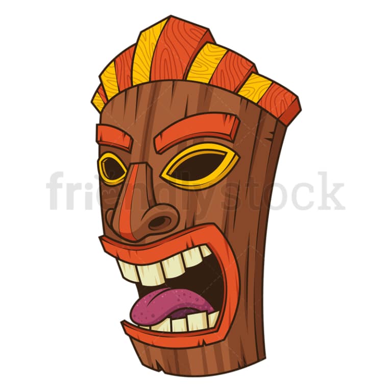Angry Tiki Head Cartoon Clipart Vector - FriendlyStock