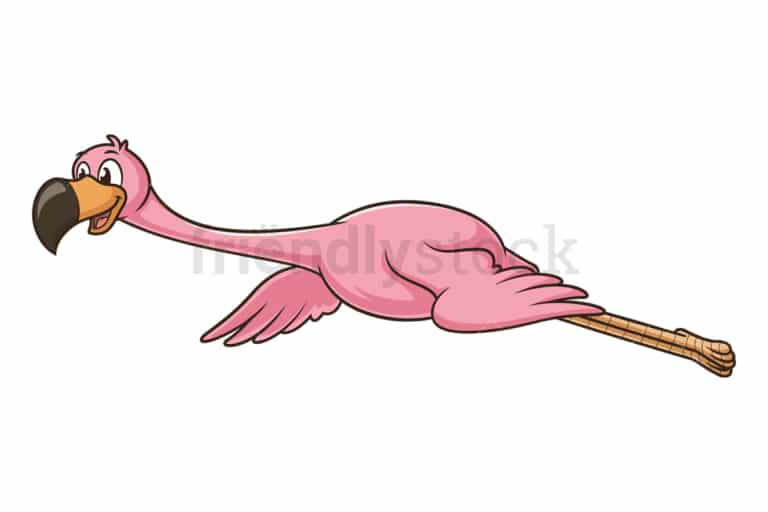 Flamingo Flying Cartoon Clipart Vector - FriendlyStock