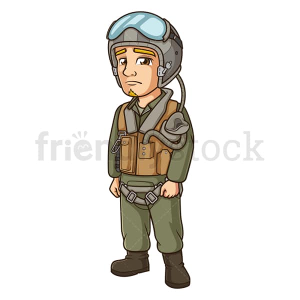 Sad Jet Fighter Pilot Cartoon Clipart Vector - FriendlyStock