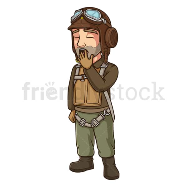Tired WW II Pilot Cartoon Clipart Vector - FriendlyStock