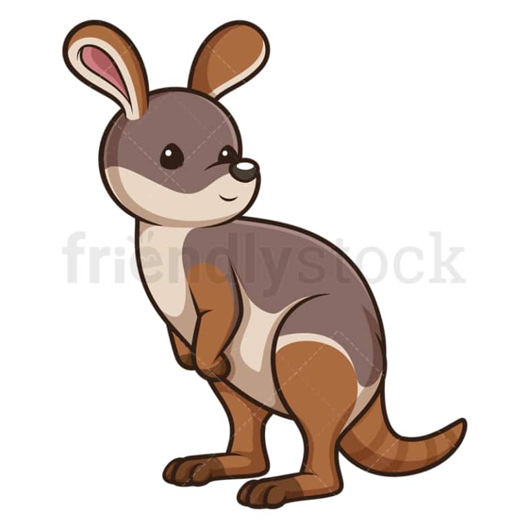 Chibi Kawaii Yellow-Footed Rock Wallaby Cartoon Clipart Vector ...