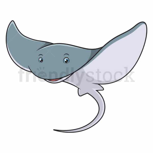 Cute Stingray Cartoon Clipart Vector - FriendlyStock