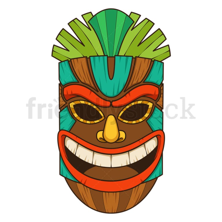 Laughing Tiki Mask Cartoon Clipart Vector - FriendlyStock