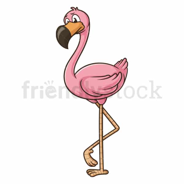 Sad Flamingo Cartoon Clipart Vector - FriendlyStock