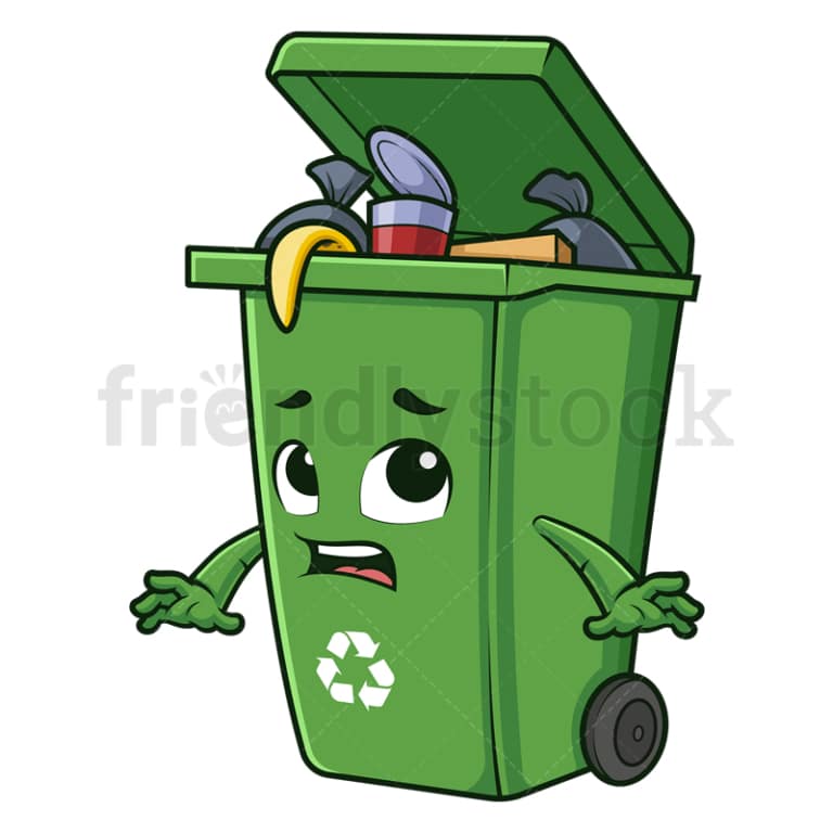 Shocked Garbage Bin Cartoon Clipart Vector - FriendlyStock