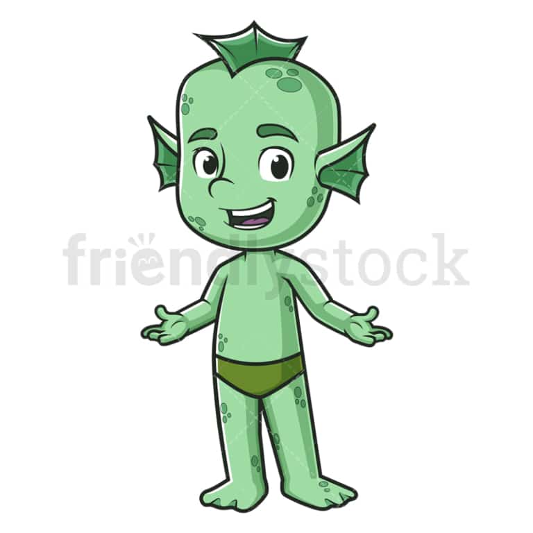 Welcoming Male Sea Creature Cartoon Clipart Vector - FriendlyStock