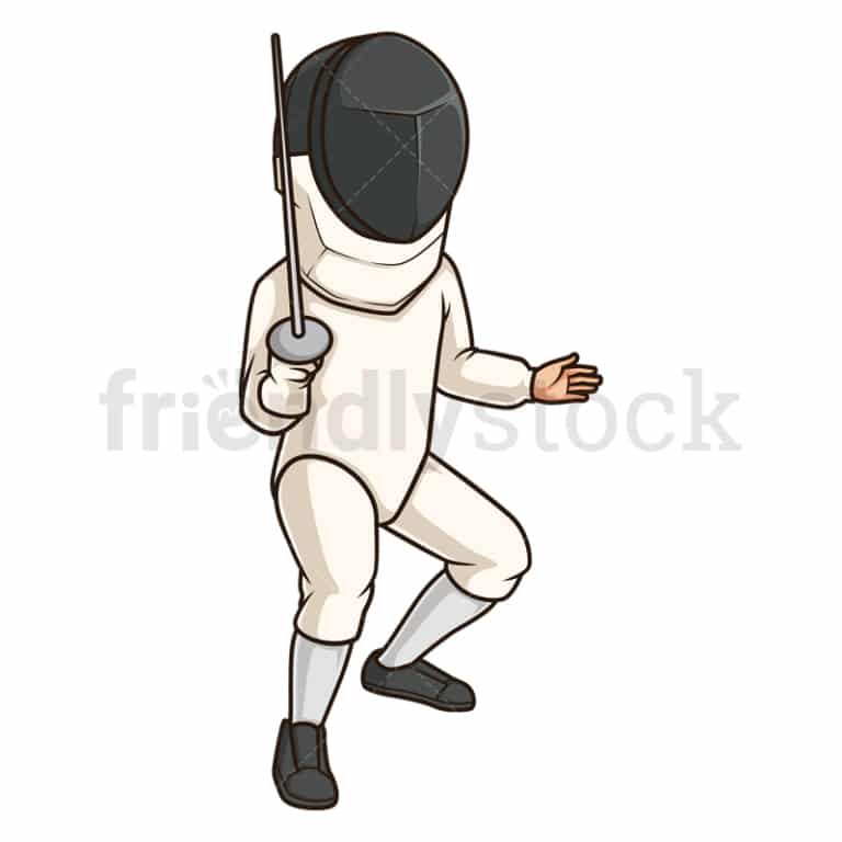 Cartoon Fencer Holding Fencing Blade Vector - FriendlyStock