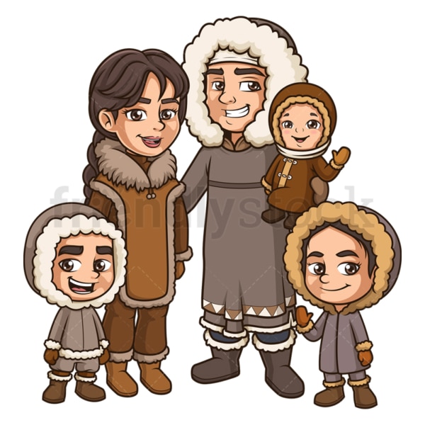 Eskimo Family Cartoon Clipart Vector - FriendlyStock