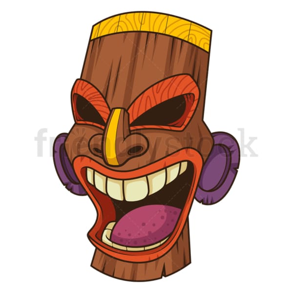 Laughing Tiki Head Cartoon Clipart Vector - FriendlyStock