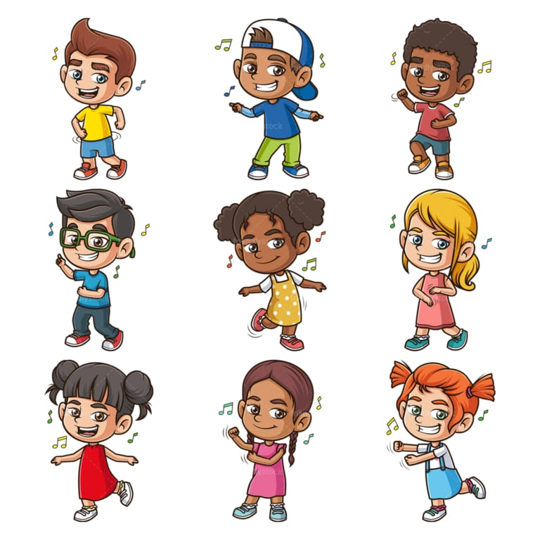 Cartoon Boy Dancing Vector Clip Art Illustration - FriendlyStock