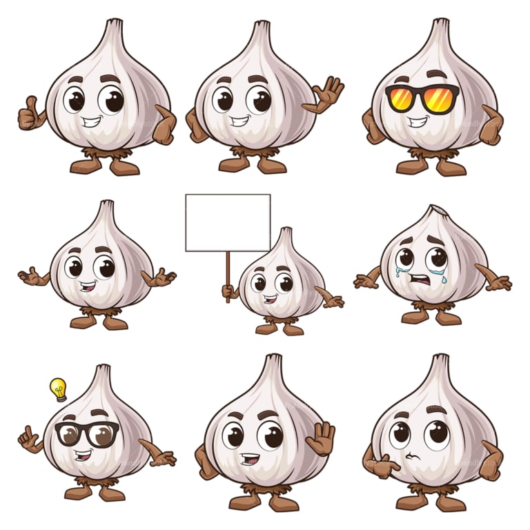 Garlic Cartoon Character Vector Clip Art Stock Illustrations ...