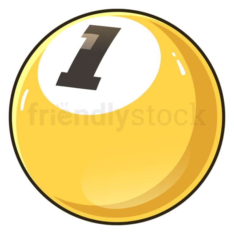 Cartoon Billiard Ball Number 1 Vector Graphic Transparent EPS ...