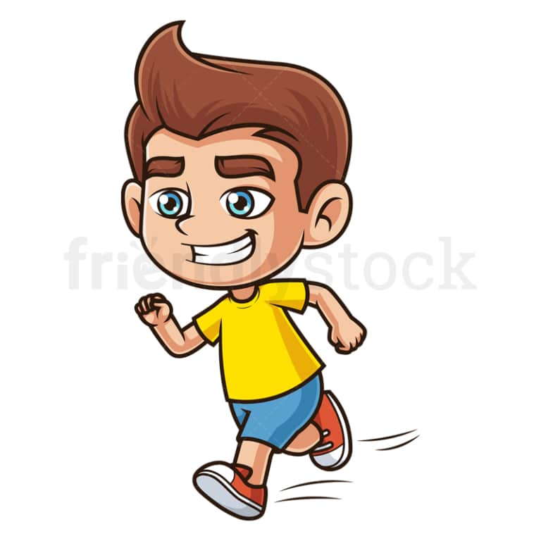 Cartoon Boy Running Fast Vector Clip Art Illustration - FriendlyStock
