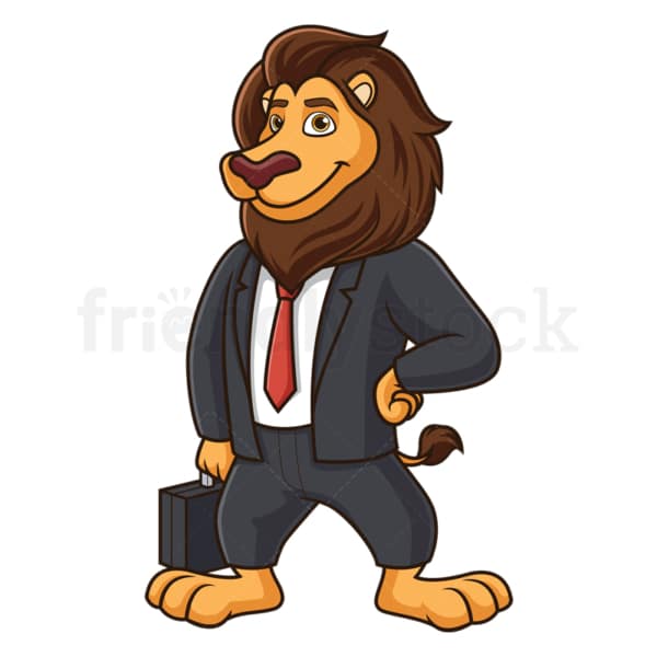 Cartoon Business Lion Vector Illustration Clip Art - FriendlyStock
