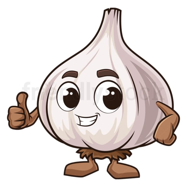 Cartoon Garlic Mascot Thumbs Up Vector Clipart Image - FriendlyStock