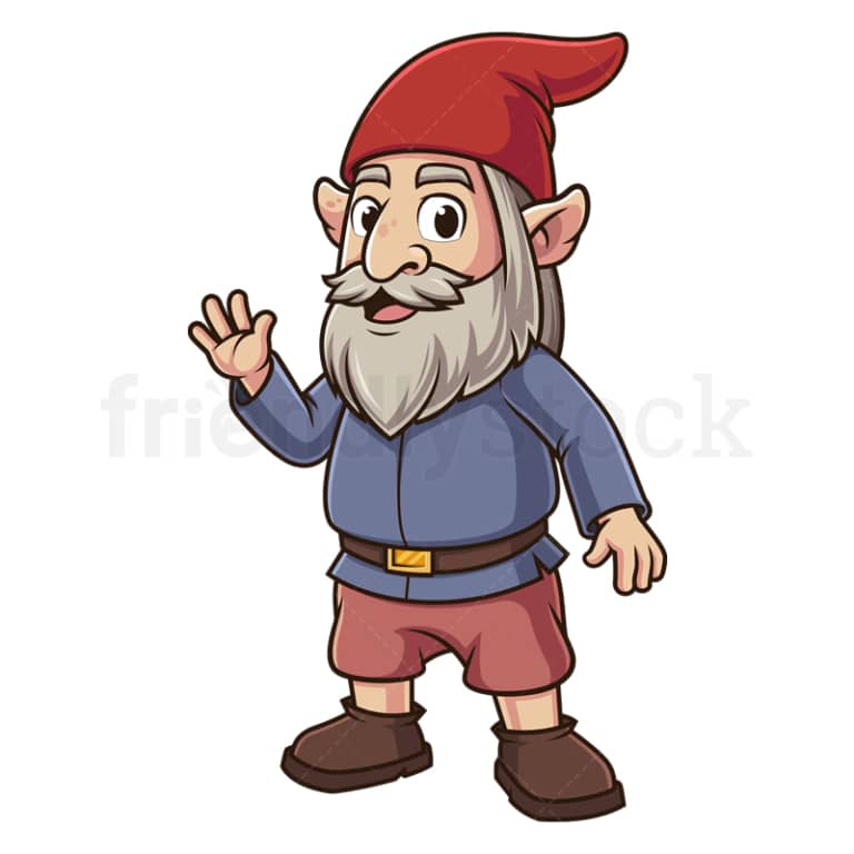 Cartoon Gnome Waving Vector Illustration Clip Art - FriendlyStock
