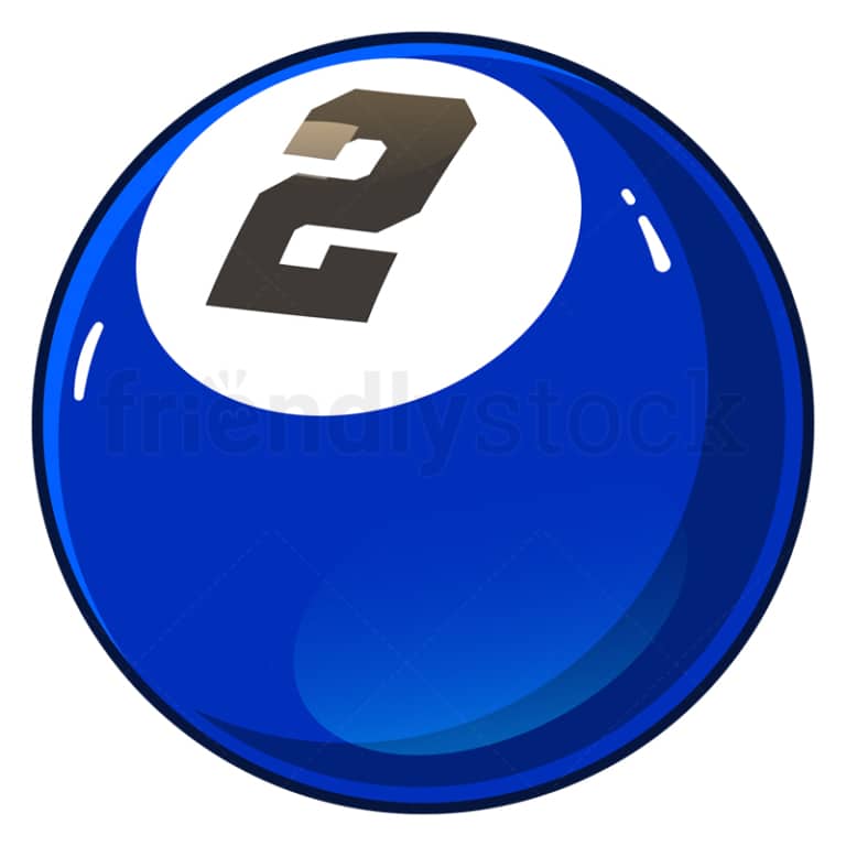 Cartoon Billiard Ball Number 2 Vector Graphic Transparent EPS ...