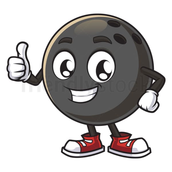 Cartoon Bowling Ball Mascot Thumbs Up Vector Clip Art Graphic ...