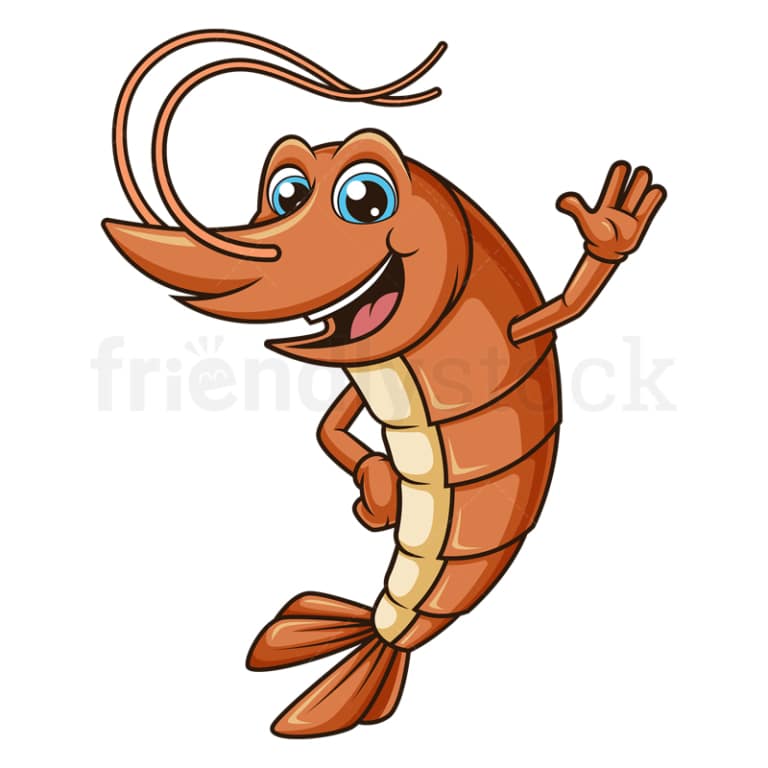 Happy Shrimp Cartoon Vector Image - FriendlyStock