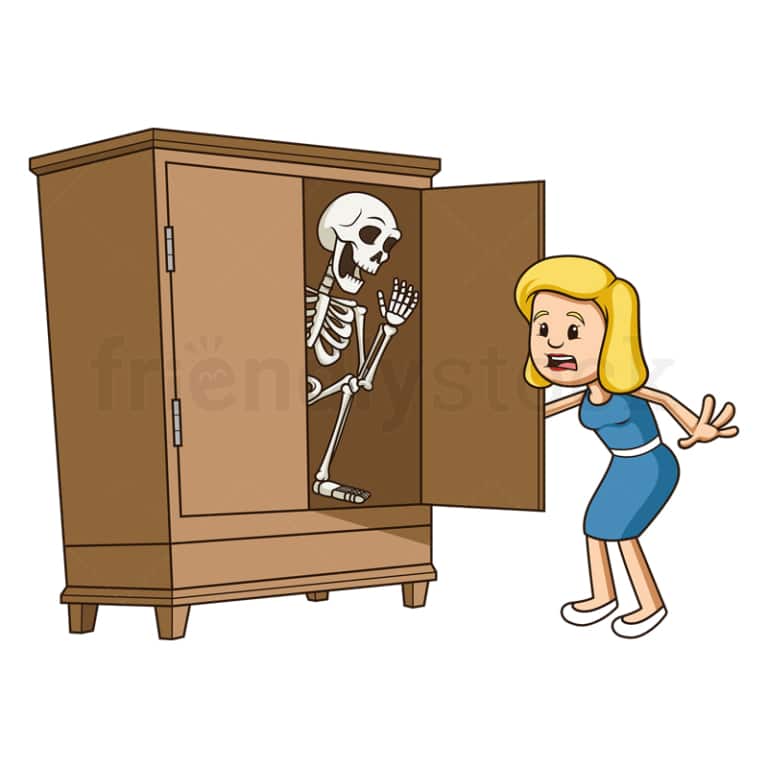 Skeleton In The Closet Cartoon Vector Image Clip Art - FriendlyStock