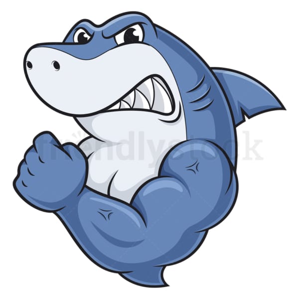 Cartoon Strong Shark Sports Mascot Vector Graphic - FriendlyStock