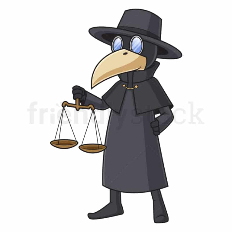 Plague Doctor Holding Scales Cartoon Vector Image - FriendlyStock