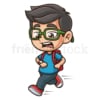 Cartoon Kid Running Late Vector Clip Art Image - FriendlyStock