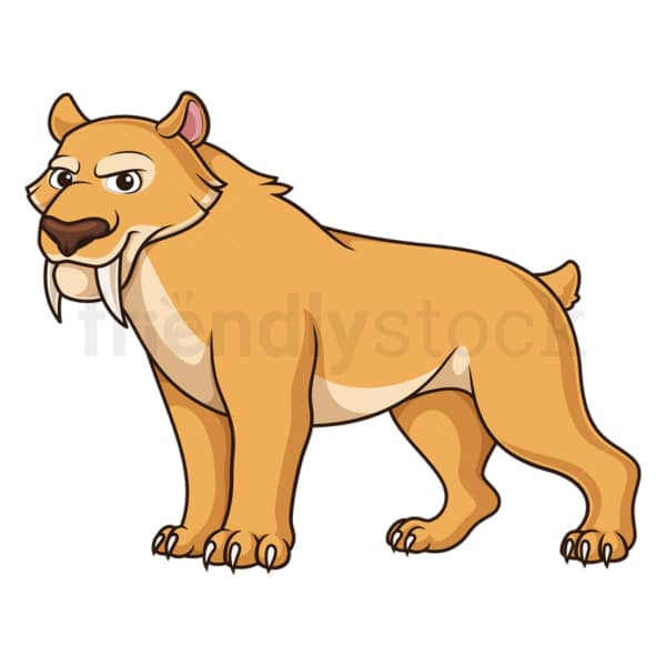 Cartoon Sabertooth Vector Illustration - FriendlyStock
