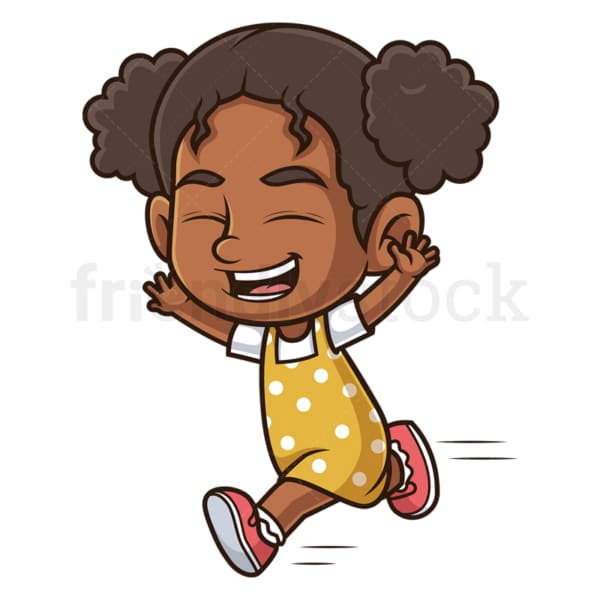Black Girl Running Happily Cartoon Clipart Vector - FriendlyStock