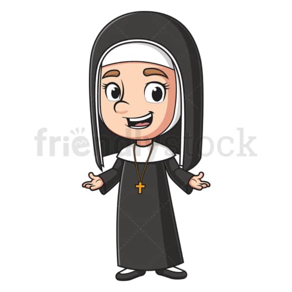 Happy Christian Nun Cartoon Clipart Vector - FriendlyStock