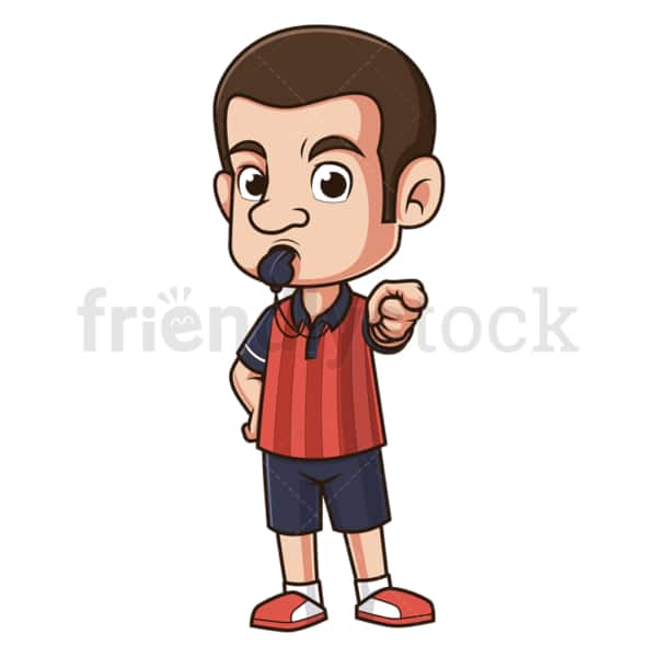 Soccer Referee Pointing Cartoon Clipart Vector - FriendlyStock