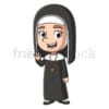 Cartoon Christian Nun Waving Vector Clipart - FriendlyStock
