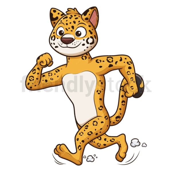 Cartoon Jaguar Character Running Vector - FriendlyStock