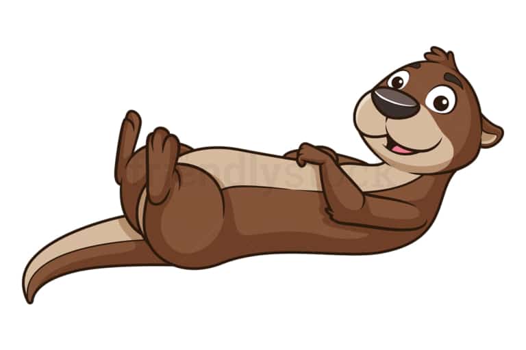 Otter Lying On Its Back Cartoon Clipart Vector - FriendlyStock