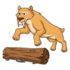 Sabertooth Jumping Over Tree Cartoon Vector Image - FriendlyStock