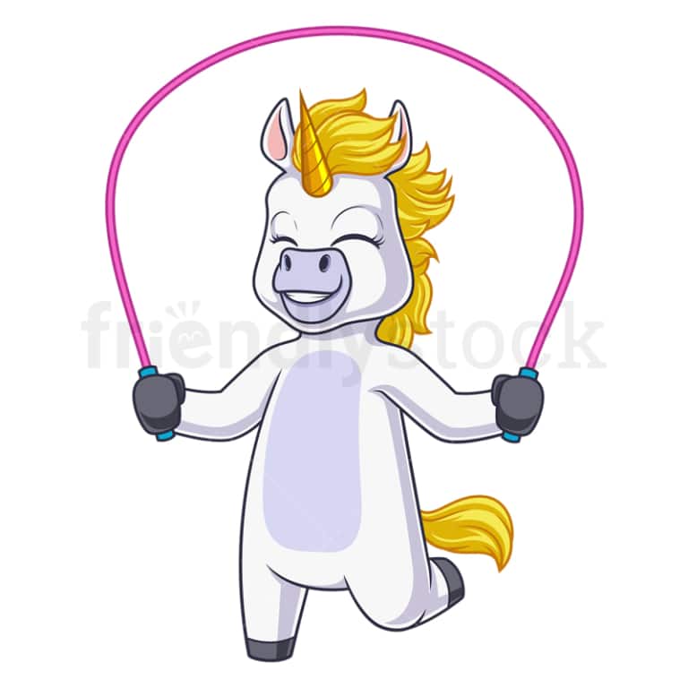 Cartoon Unicorn Jump Rope Royalty-Free Vector Illustration - FriendlyStock