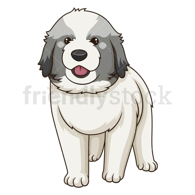 Cute Great Pyrenees Puppy Cartoon Clipart Vector - FriendlyStock
