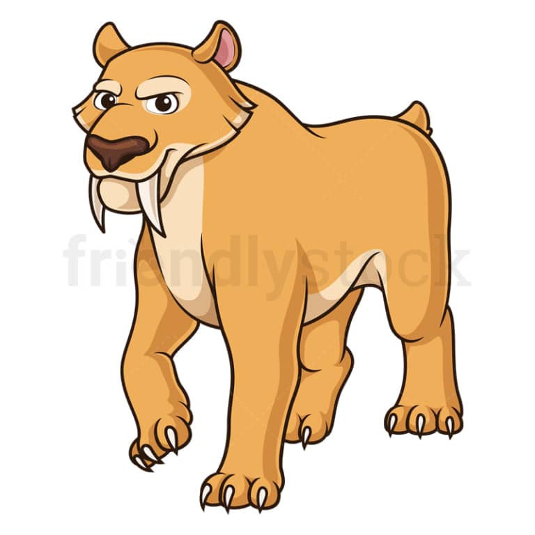 Sabertooth Walking Cartoon Clipart Vector - FriendlyStock