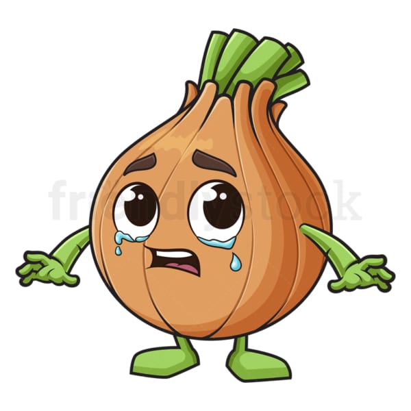 Cartoon Cut Onion Crying Vector Clipart Stock Image - FriendlyStock