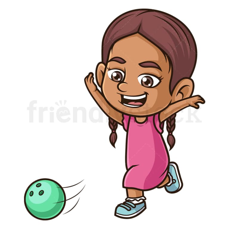 Hispanic Girl Bowling Cartoon Clipart Vector - FriendlyStock
