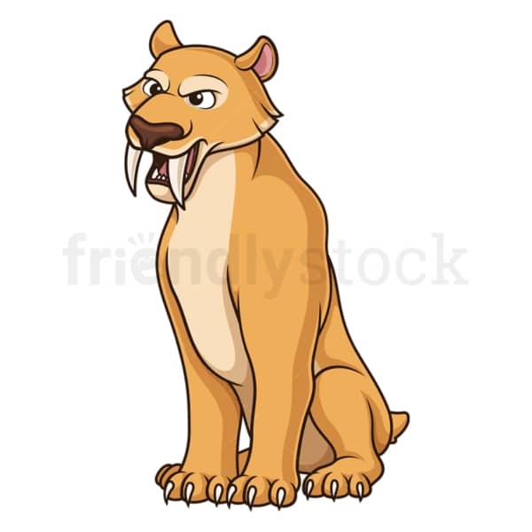 Roaring Sabertooth Cartoon Clipart Vector - FriendlyStock