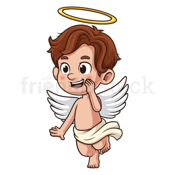 Cherub Whispering Cartoon Clipart Vector - FriendlyStock