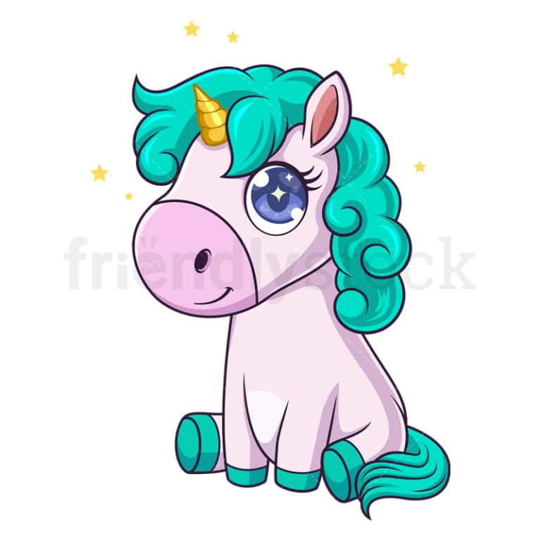 Baby Unicorn Cartoon Vector Image Clip Art Illustration - FriendlyStock