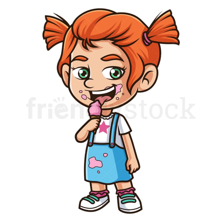 Boy Getting Dirty Eating Ice Cream Cartoon Vector Clipart Image ...