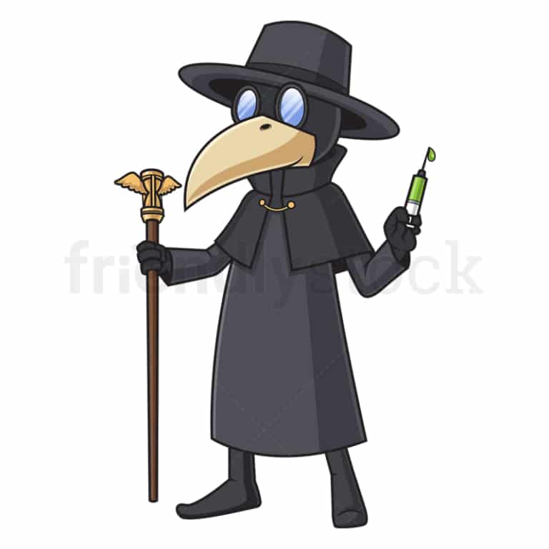 Plague Doctor Holding Syringe Cartoon Clipart Vector - FriendlyStock