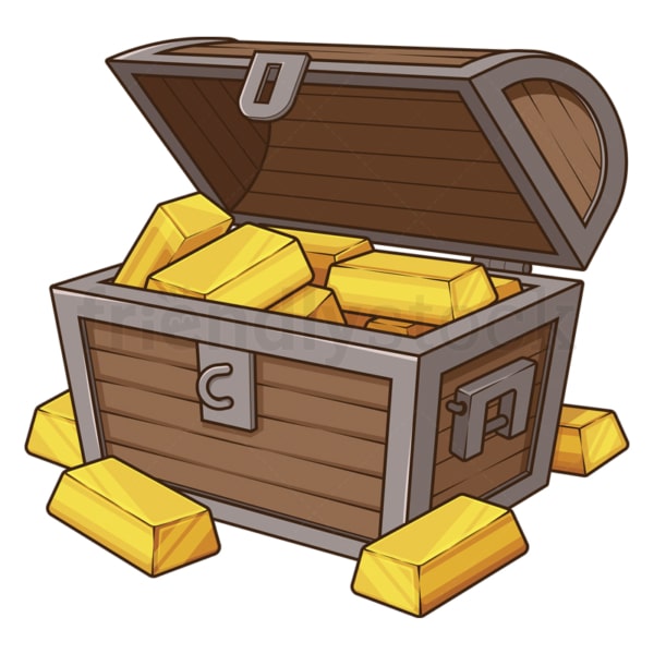 Cartoon Treasure Chest With Gold Bars Vector Clipart - FriendlyStock