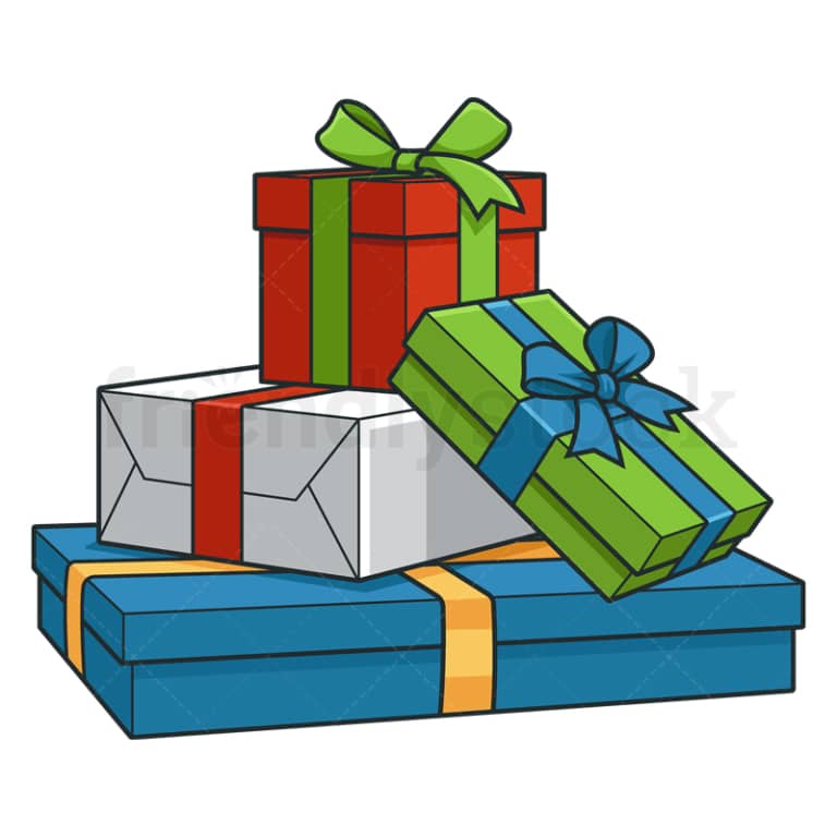 Cartoon Christmas Presents Cartoon Vector Clipart - FriendlyStock