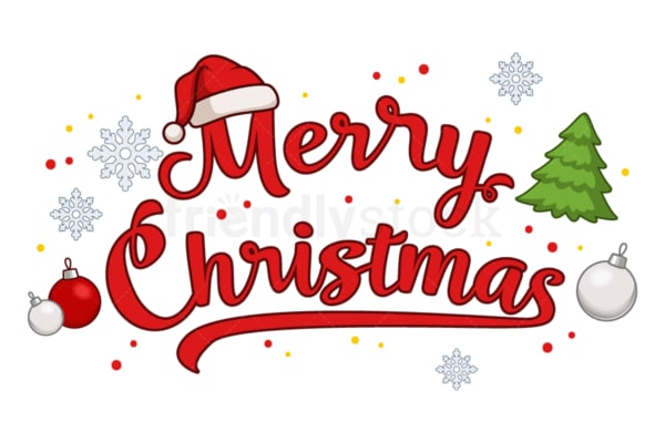 Cartoon Merry Christmas Jolly Sign Cartoon Vector Clipart - FriendlyStock