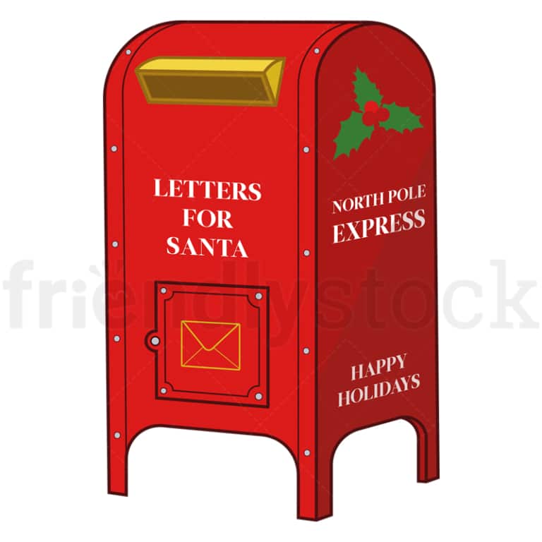 Cartoon Christmas Letterbox Cartoon Vector Clipart - FriendlyStock